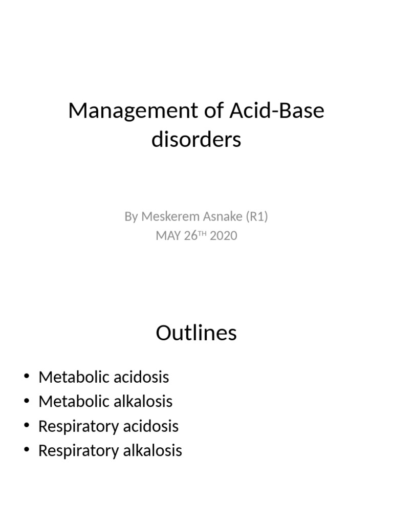 Acid Base Disorders Meskerem | PDF