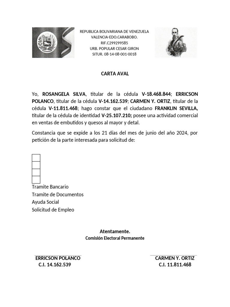 Carta Aval | PDF