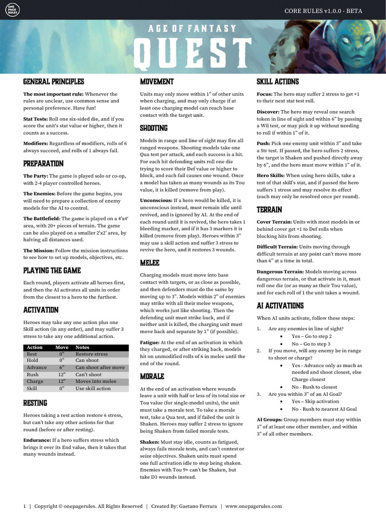 Age of Fantasy Quest - Core - Rules - v0.41 - BETA | PDF