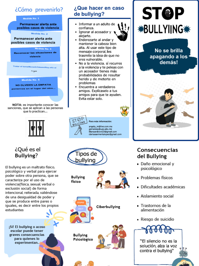 Folletos Imprimibles Sobre El Acoso Escolar Folleto Informativo Sobre