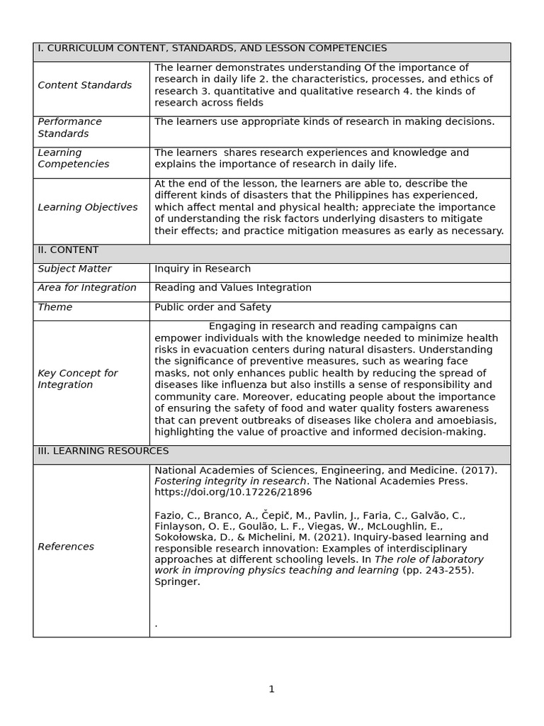 CO 2024 LS Grade12 CUF RESEARCH1 WEEK2 H | PDF | Inquiry Based Learning | Science & Mathematics