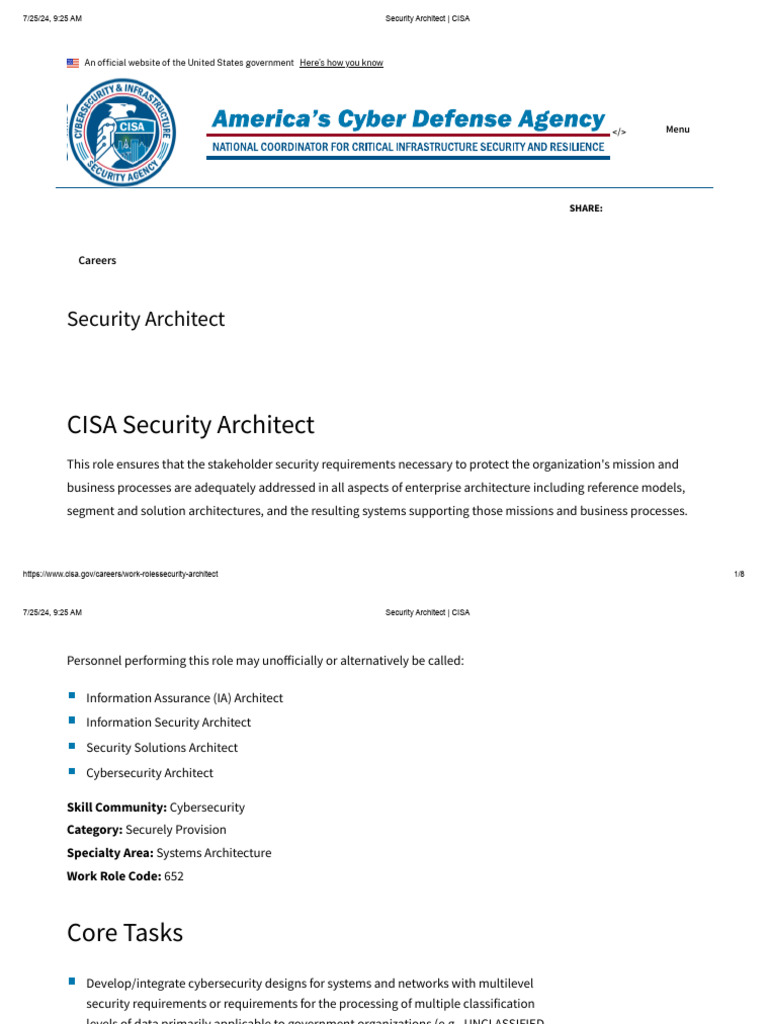 Security Architect - CISA | PDF