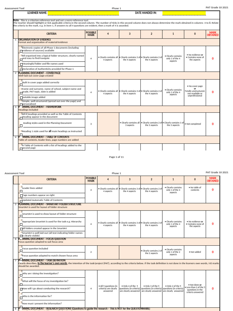 2024 CAT PAT GR 10 EAssessment Rubric | PDF 2024 CAT PAT GR 10 EAssessment Rubric | PDF