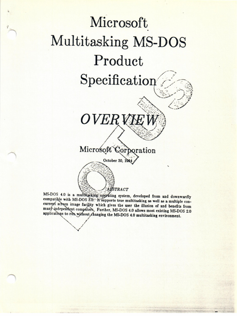 Multitasking DOS BETA - Overview | PDF