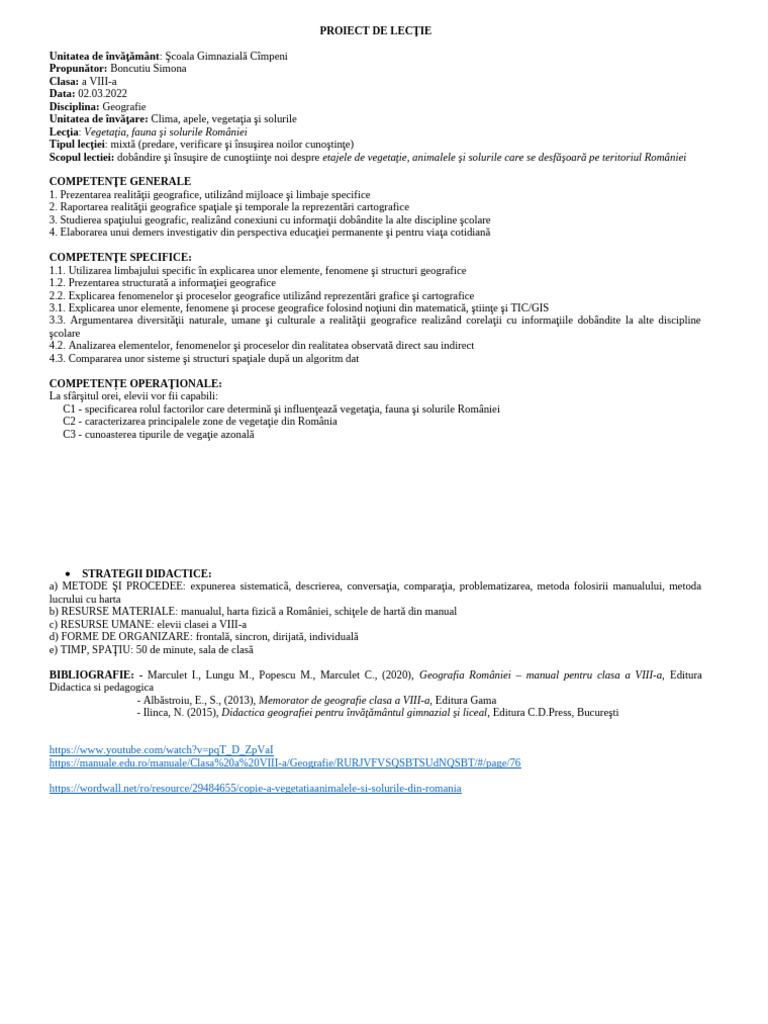 0 Plan de Lectie Veg. Viii | PDF