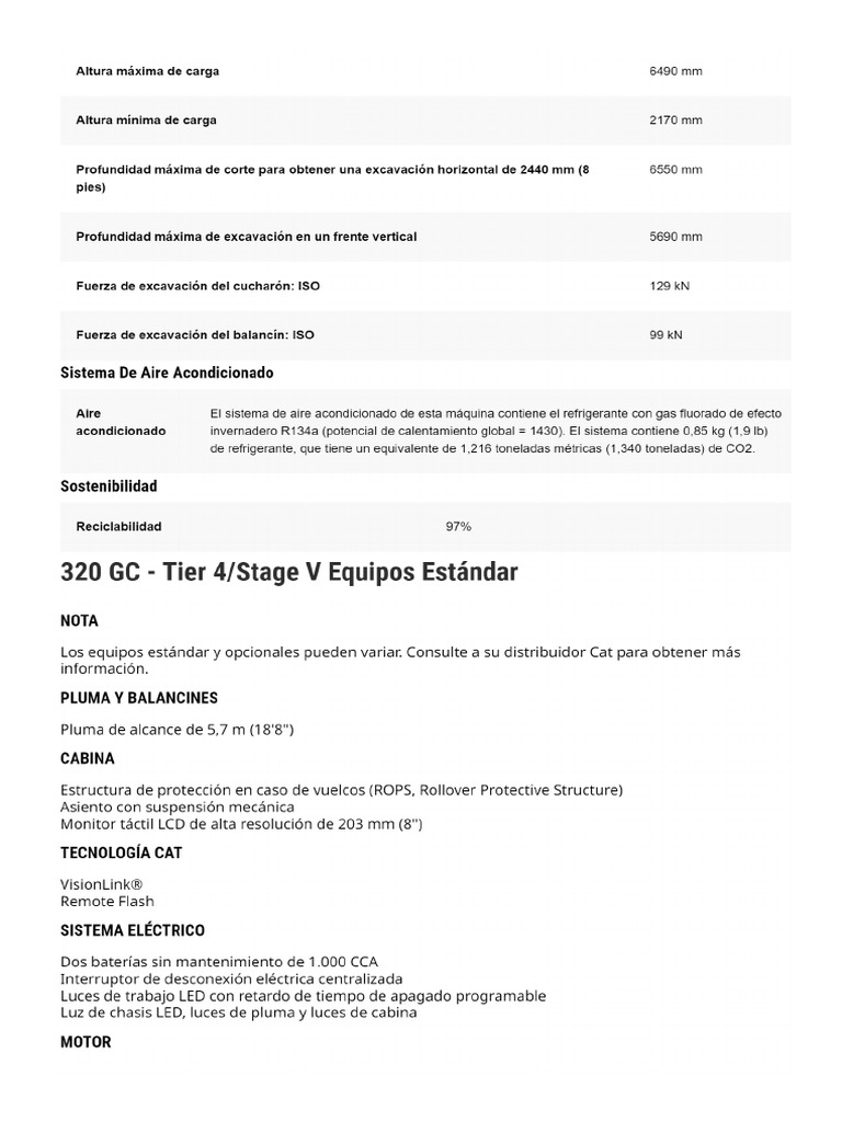Especificaciones 320 GC Parte 4 | PDF