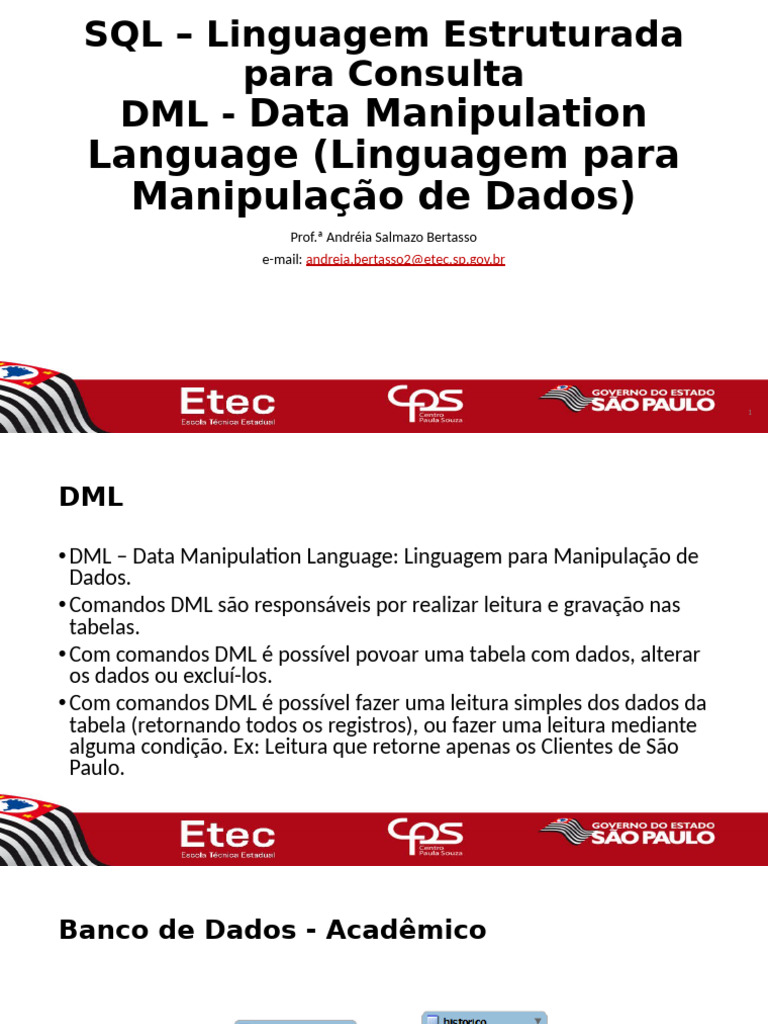 Aula 06 - SQL (DML) | PDF