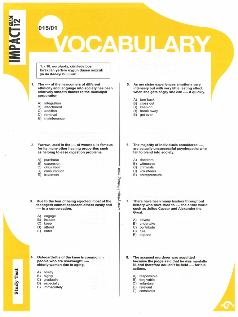Yds Publushıng Vocab Test | PDF