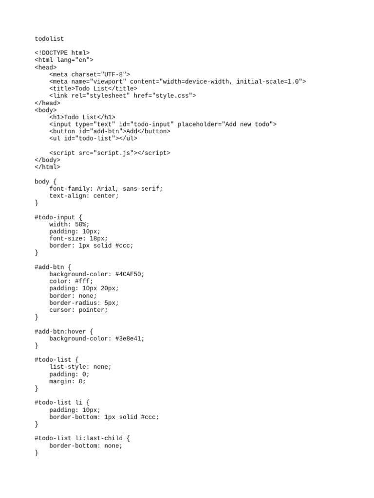 Todolist (HTML and CSS) Code Base | PDF Todolist (HTML and CSS) Code Base | PDF