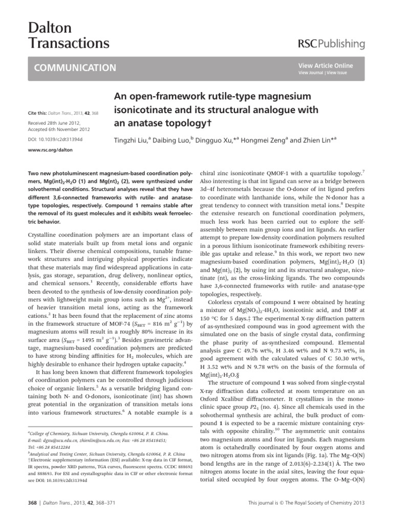 Dalton Transactions: Communication | PDF