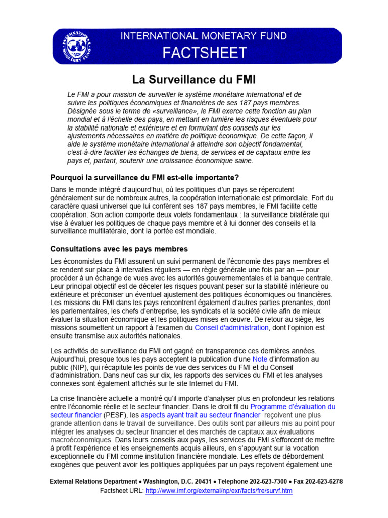 La Surveillance Du FMI | PDF