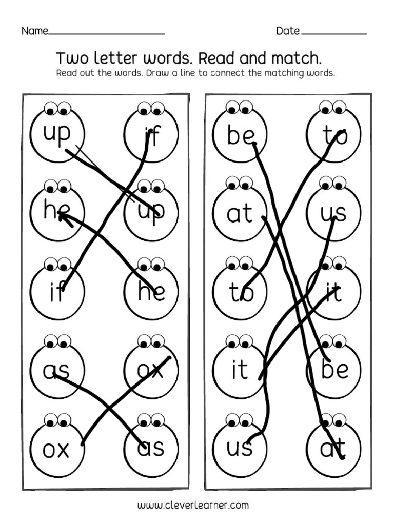 Two Letter Words Preschool Activity Worksheets 06 | PDF