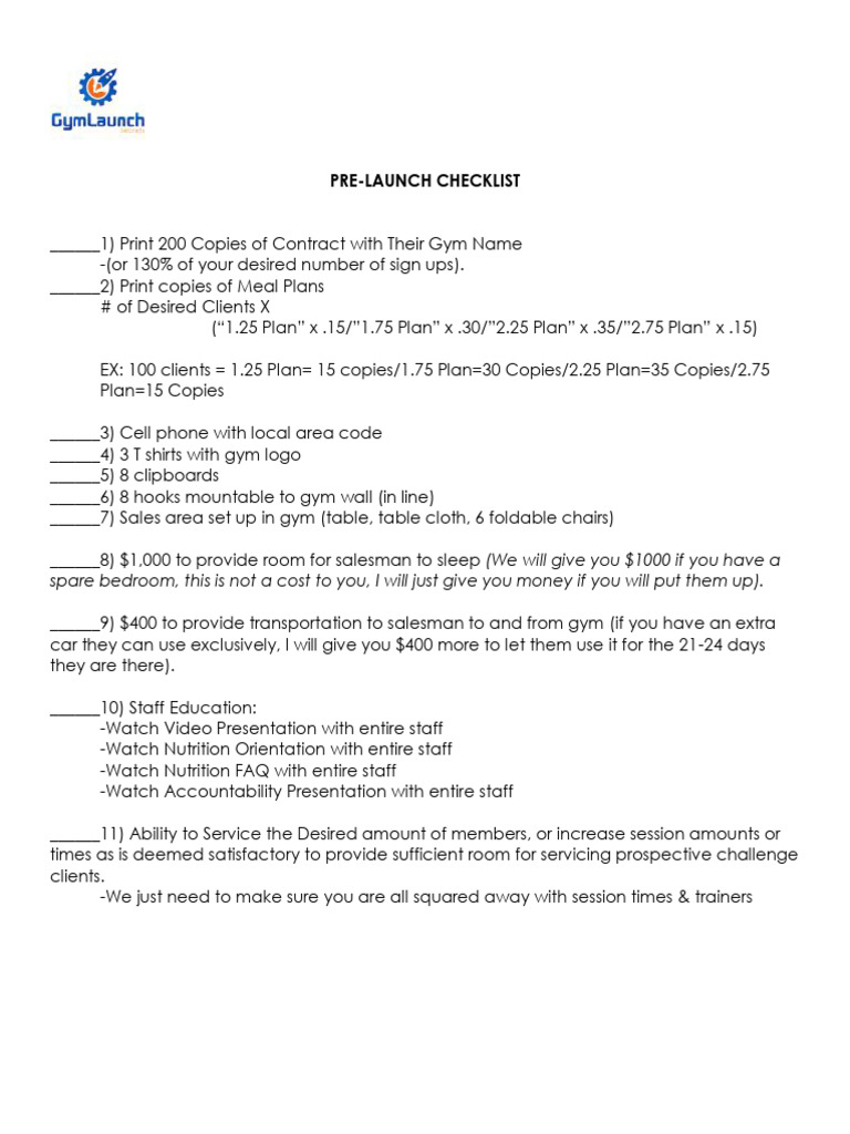 Pre-Launch Checklist | PDF