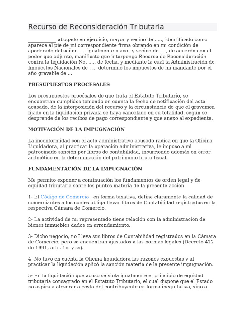 Recurso de Reconsideración Tributaria | PDF