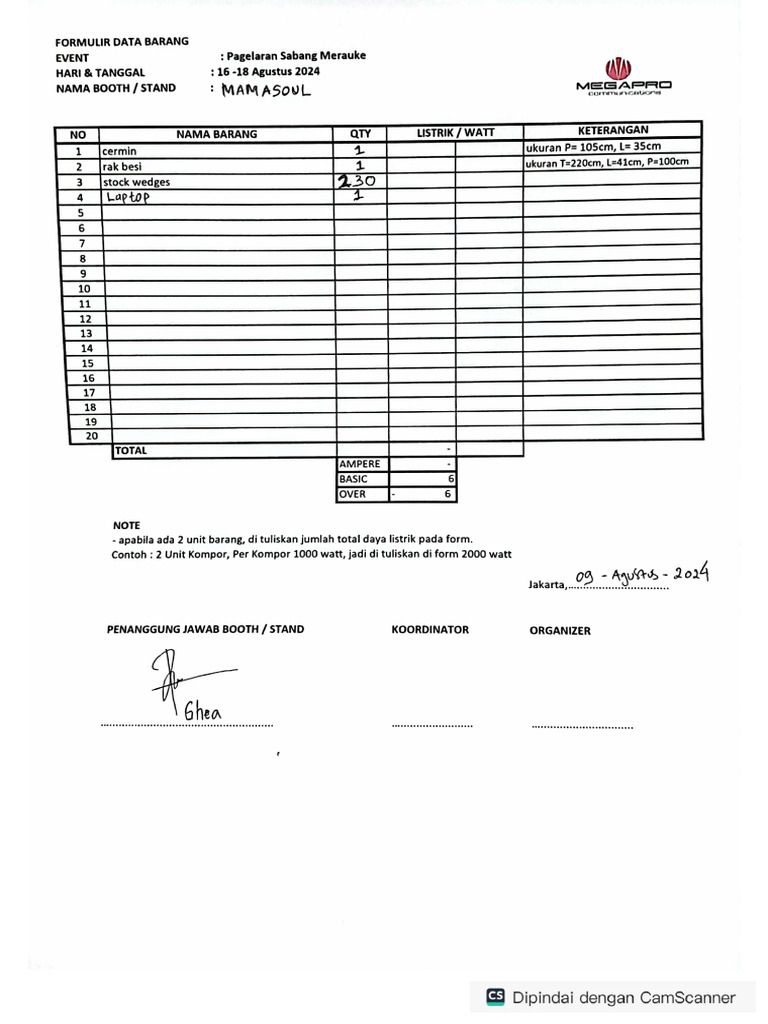 Form Booth Retail Tenant - Mamasoul | PDF