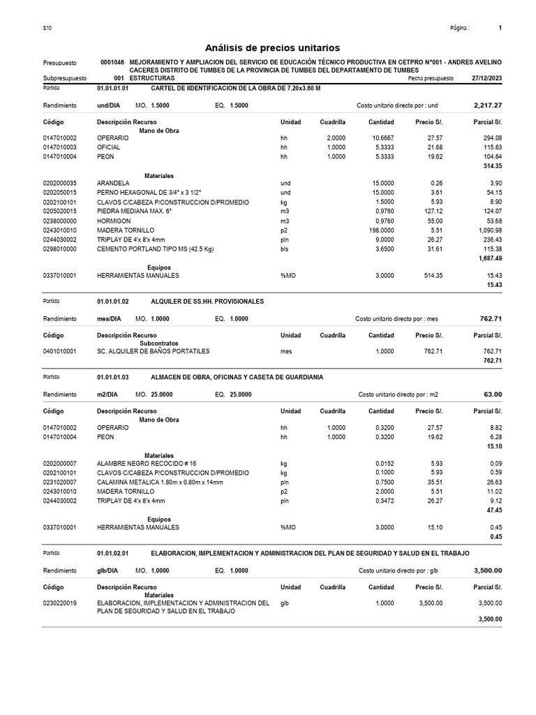 Apu Estructuras | PDF