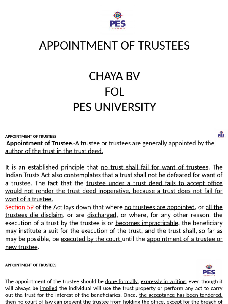 Appointment of Trustees | PDF