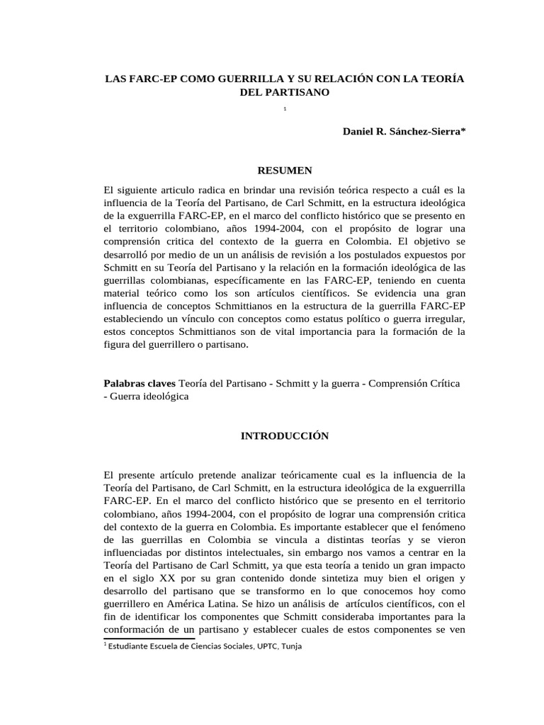 FARC-EP y la Teoría del Partisano | PDF | Guerra de guerrillas | Colombia