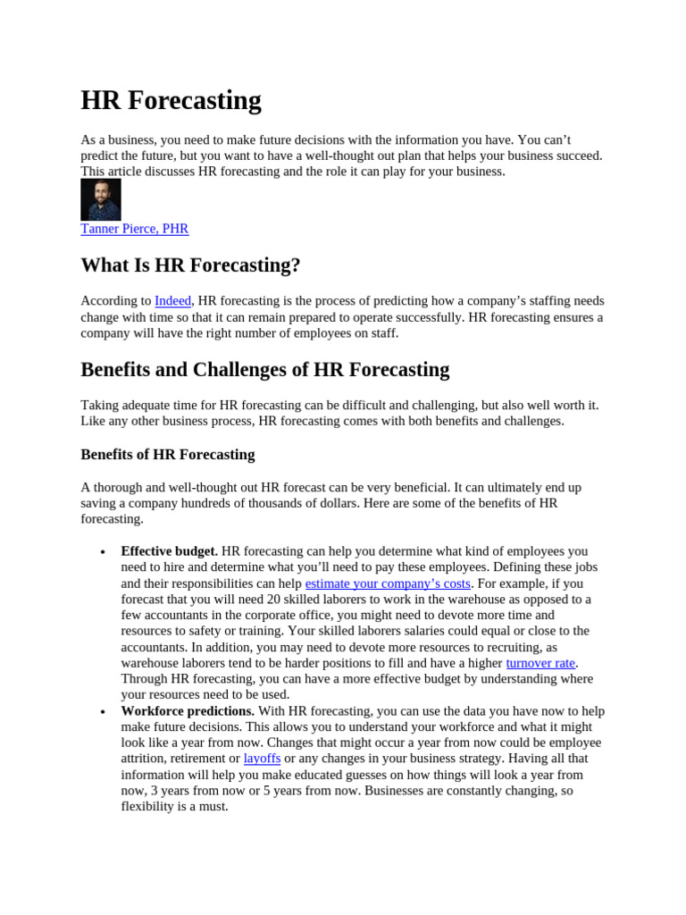 HR Forecasting | PDF