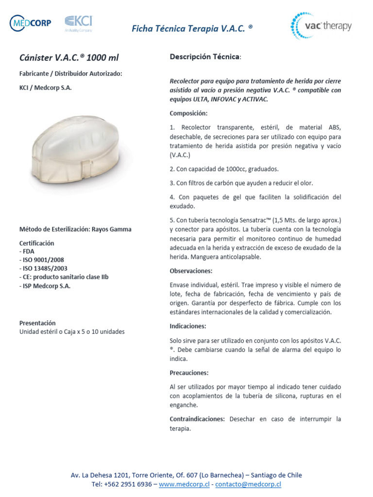 Ficha Tecnica Canister 1000 ML | PDF