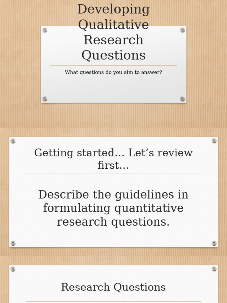 Qualitative Research Questions | PDF