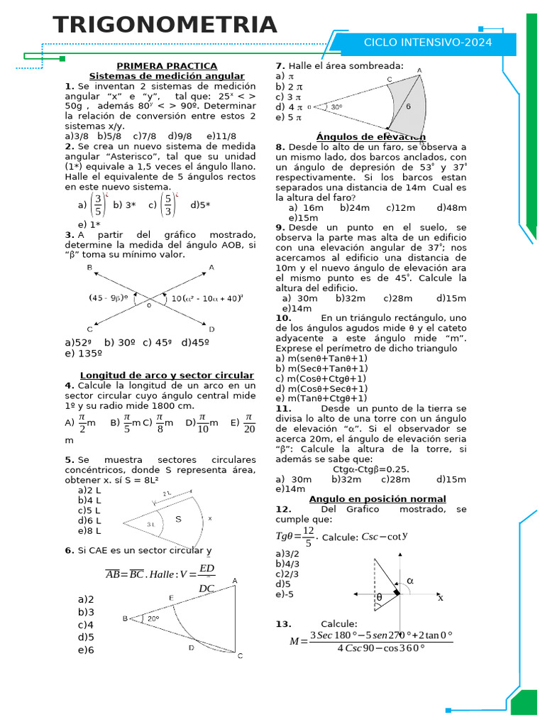 Primera Practica | PDF | Triángulo | Trigonometría
