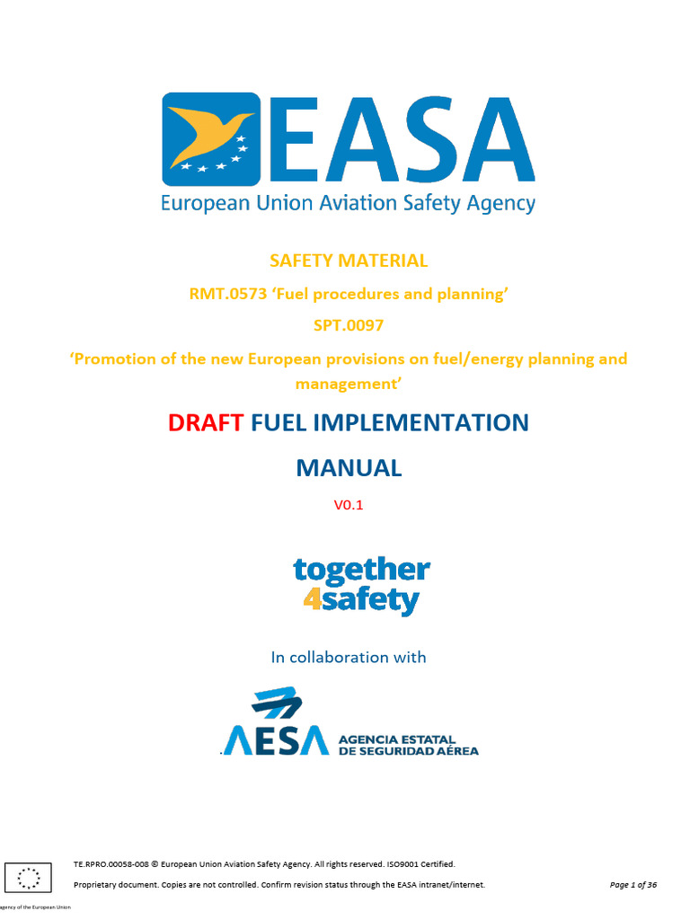 EASA-AESA Fuel Implementation Manual V0.1 06.05.2024 | PDF