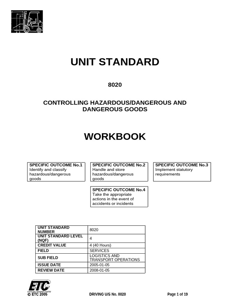 CF H 08 Hazchem Work Book | PDF