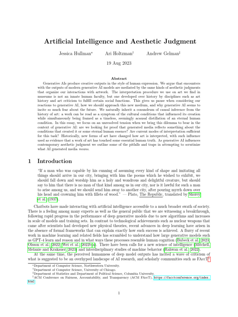 Artificial Intelligence and Aesthetic Judgment | PDF
