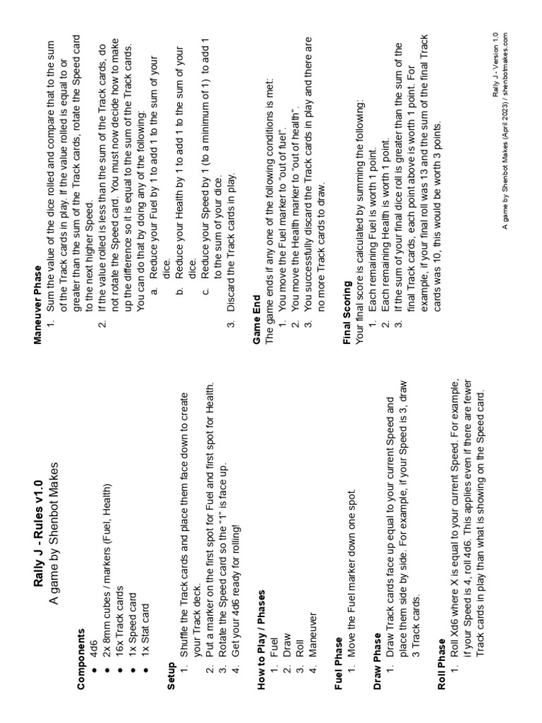 Rally J - Rules v1 | PDF