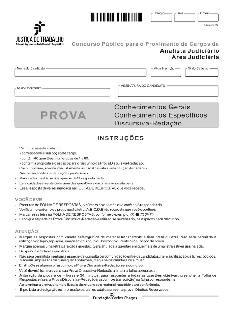 TRT-PR Prova-A01-Tipo-001-1 | PDF