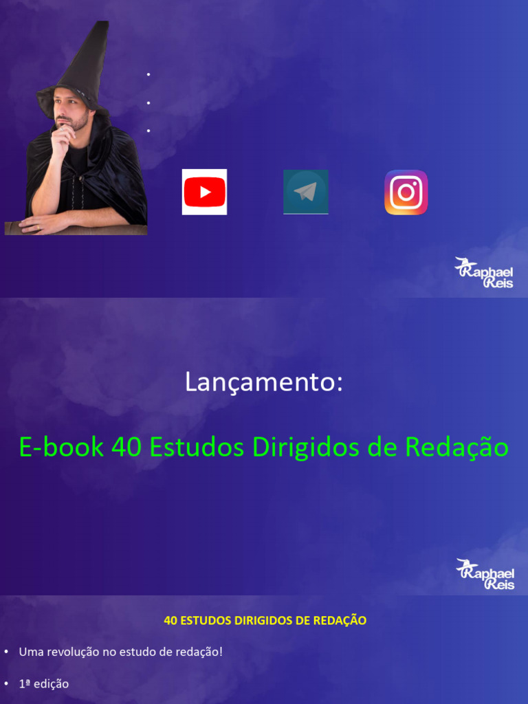 Lançamento Do Ebook 40 Estudos Dirigidos para Usar Na Redação SLIDES | PDF