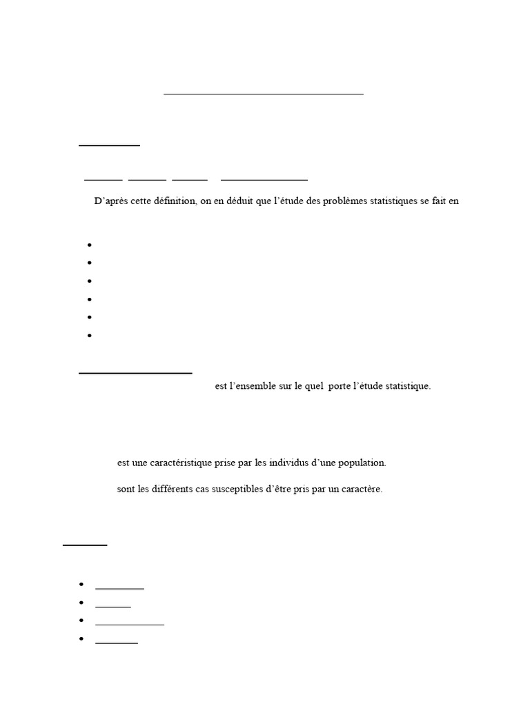 chapitre 1 Statistique Descriptive à une Seule Variable. | PDF