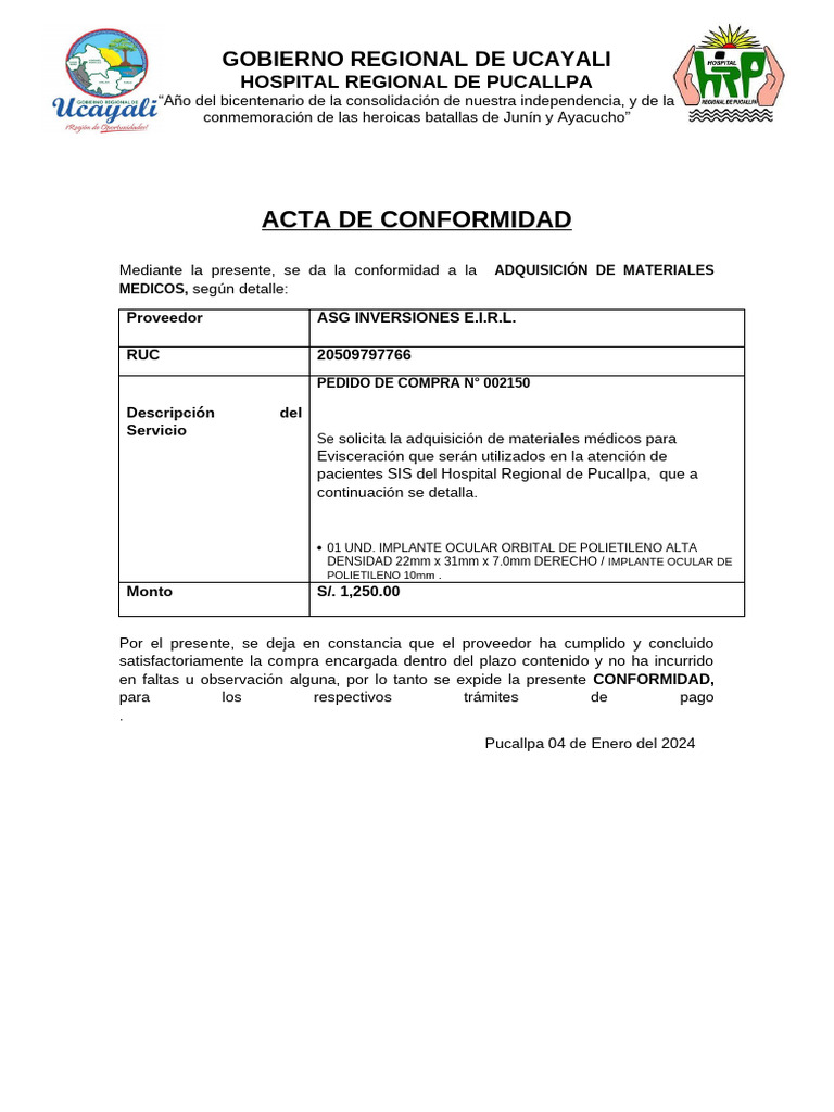 ACTA DE CONFORMIDAD-1 | PDF