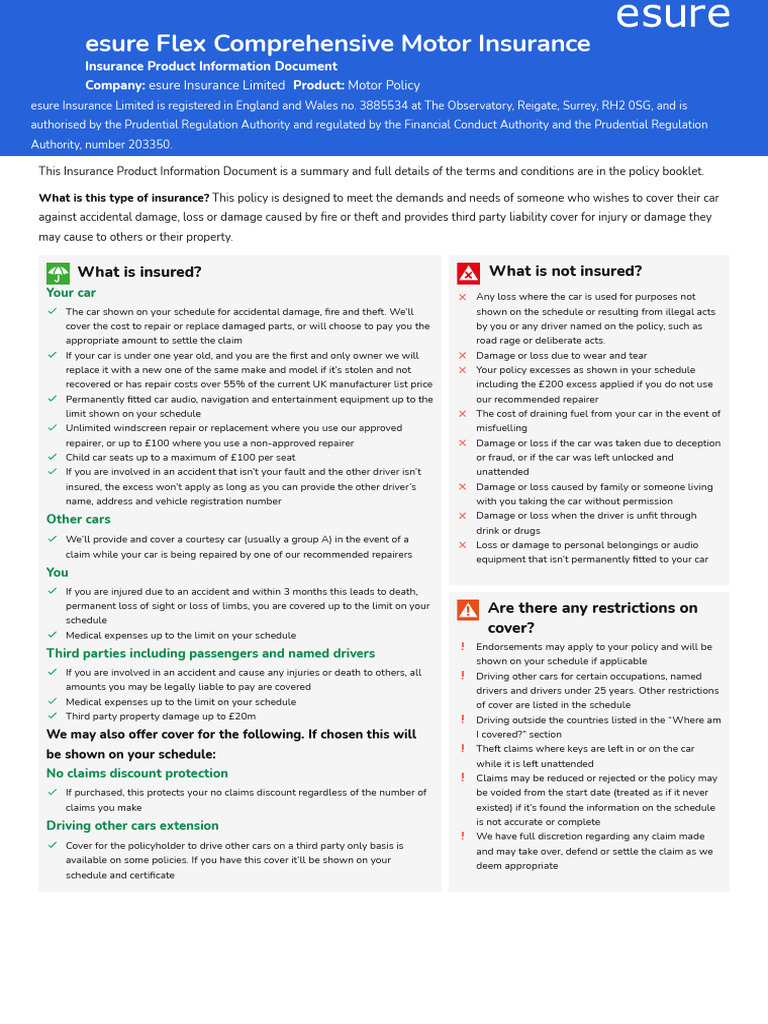 Comprehensive Cover IPID-1 | PDF