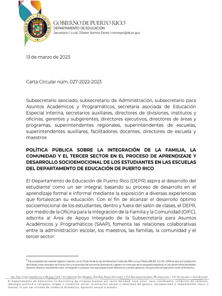 Carta Circular Num. 27-2022-2023-Firmado | PDF
