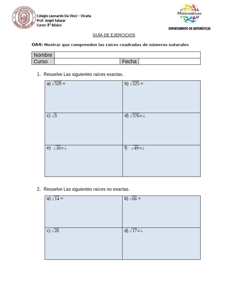 OA4 de 8° Básico Raices | PDF