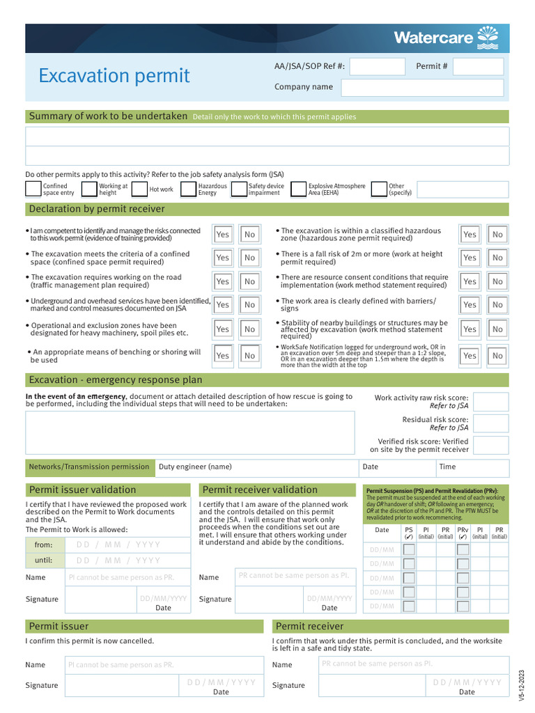 Excavation Permit | PDF