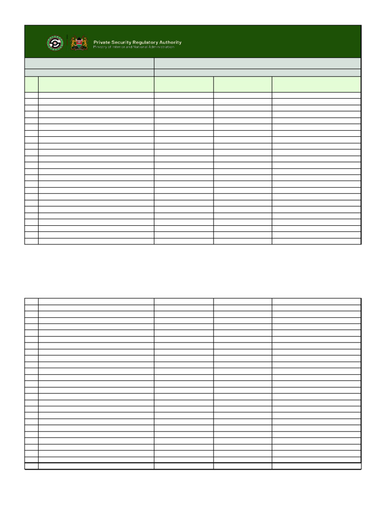 Security Force Number Template11 | PDF