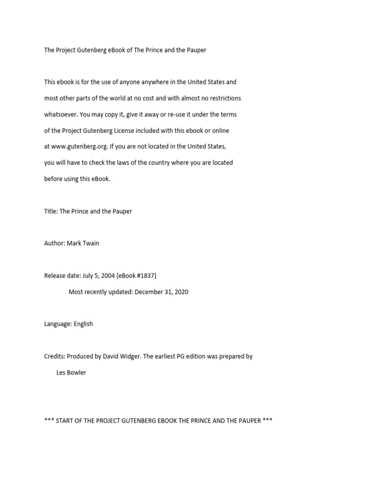 The Prince and The Pauper | PDF