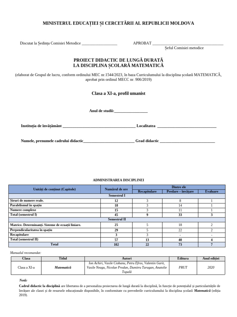PDLD Matematica Clasa 11 Umanist 05 04 2024 F | PDF