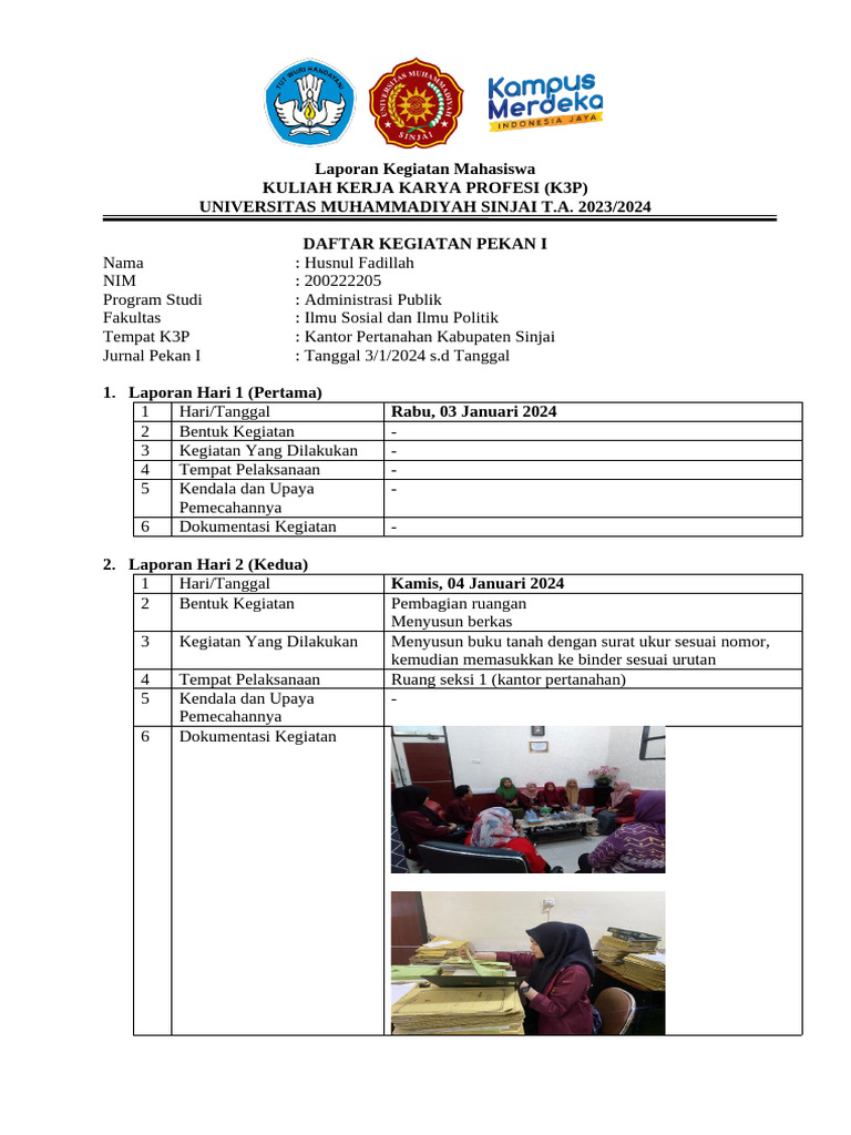 Laporan Kegiatan Harian Peserta_KKP_Profesi_2023-2024 | PDF