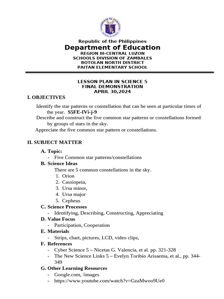 Final Demo - Lesson Plan | PDF