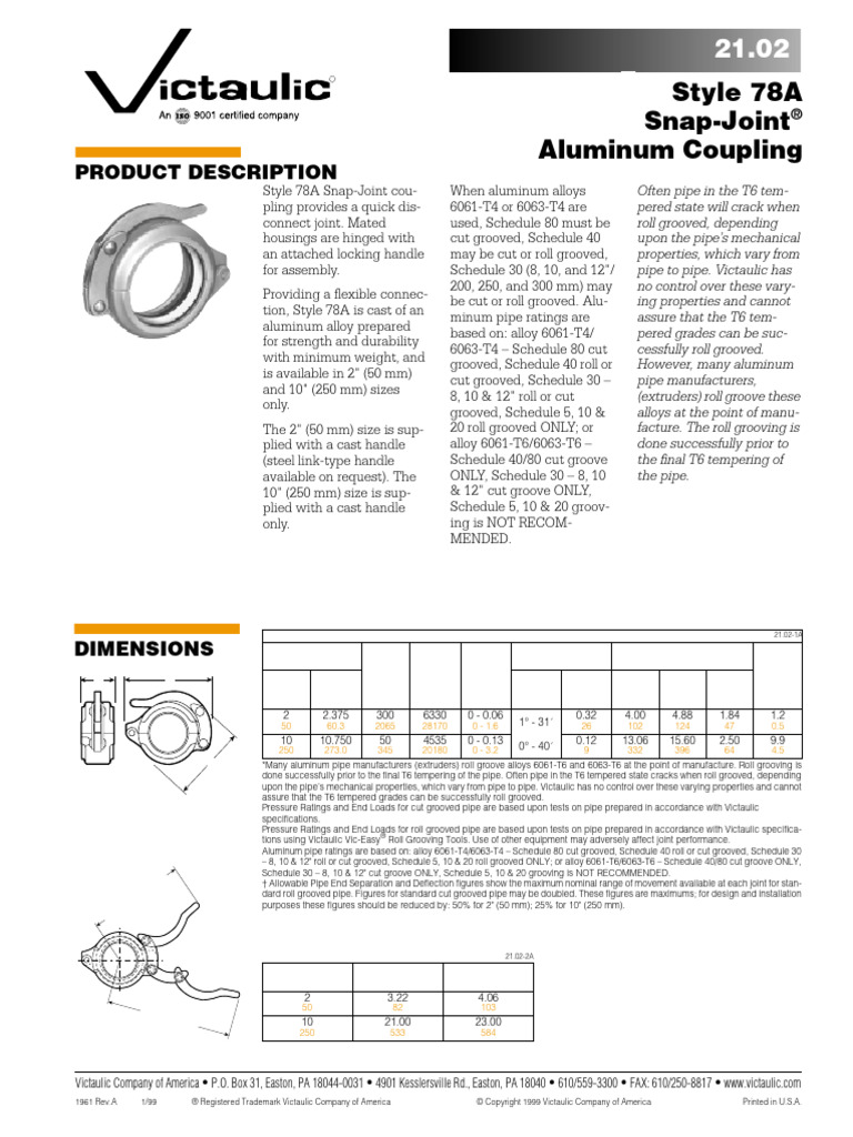 Junta Acoplamento 78A Victaulic 21.02 | PDF