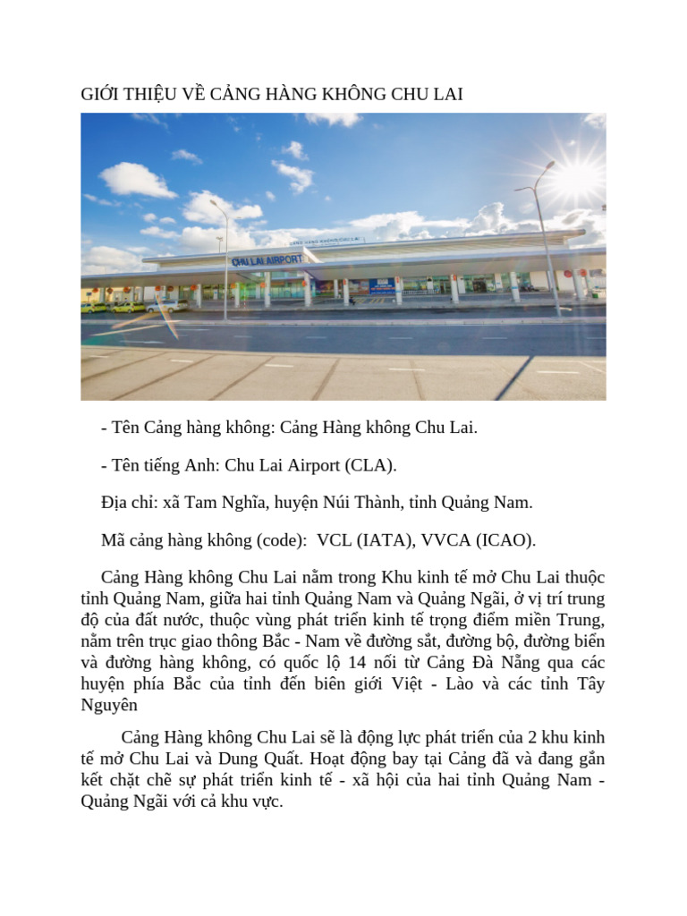 GIỚI THIỆU VỀ CẢNG HÀNG KHÔNG CHU LAI | PDF