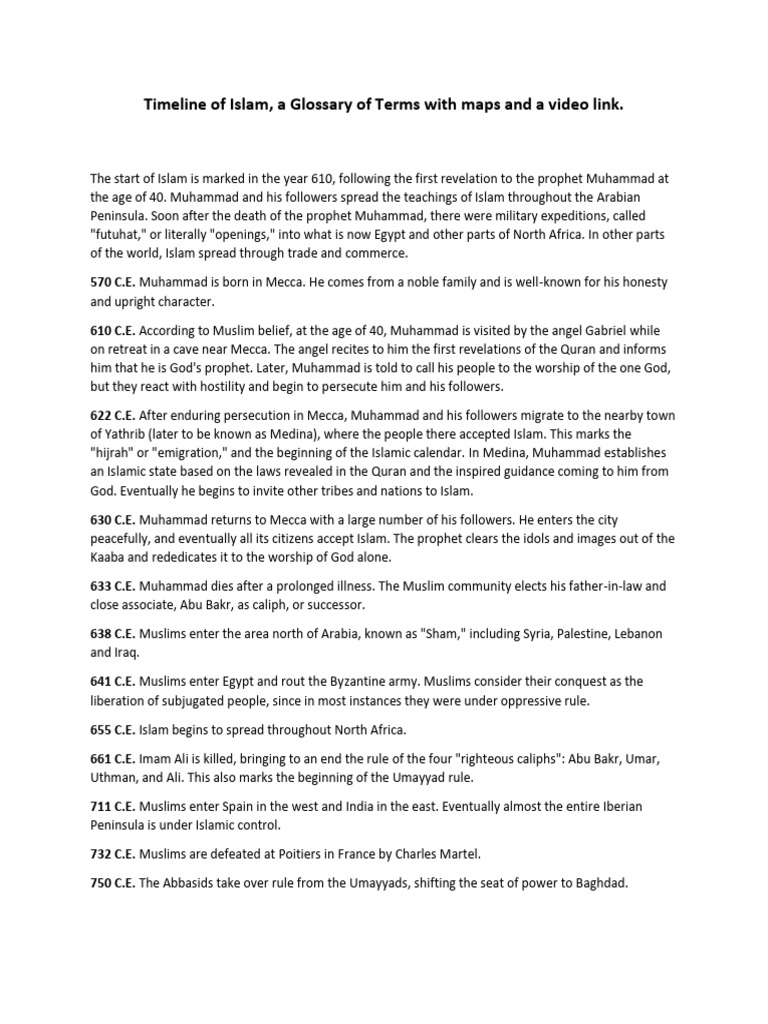 Timeline of Islam | PDF