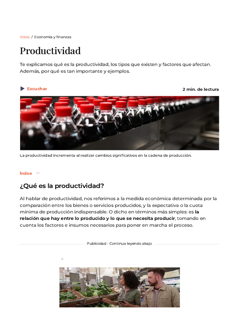 Productividad - Concepto, Tipos, Factores y Ejemplos | PDF
