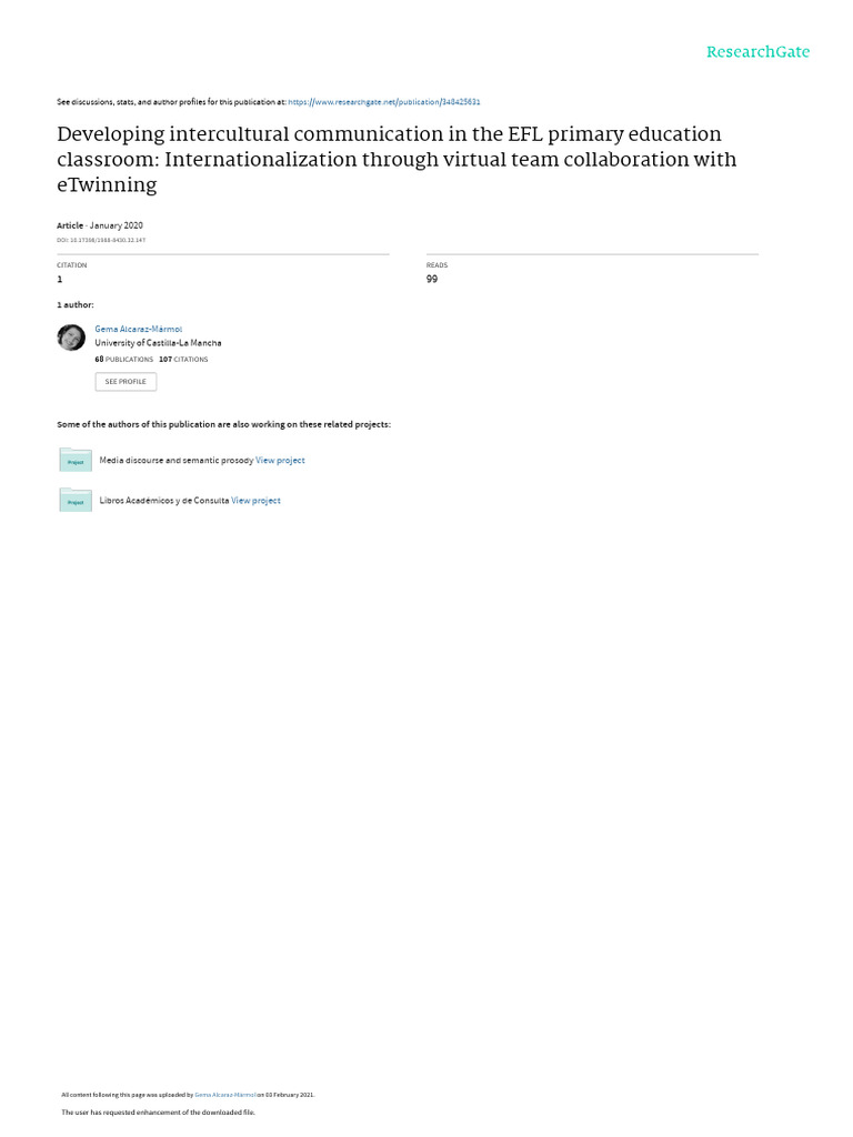 Developing Intercultural Communication in The Efl Primary Education ...