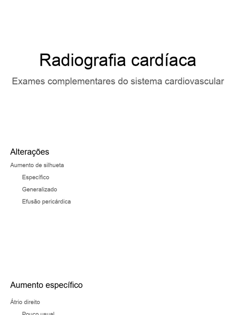 Aula 9 - Exames Complementares - Cardiovascular 2 (Radiografia) | PDF