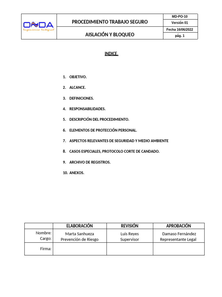 Proced. Aislacion y Bloqueo Md-Po-10 | PDF